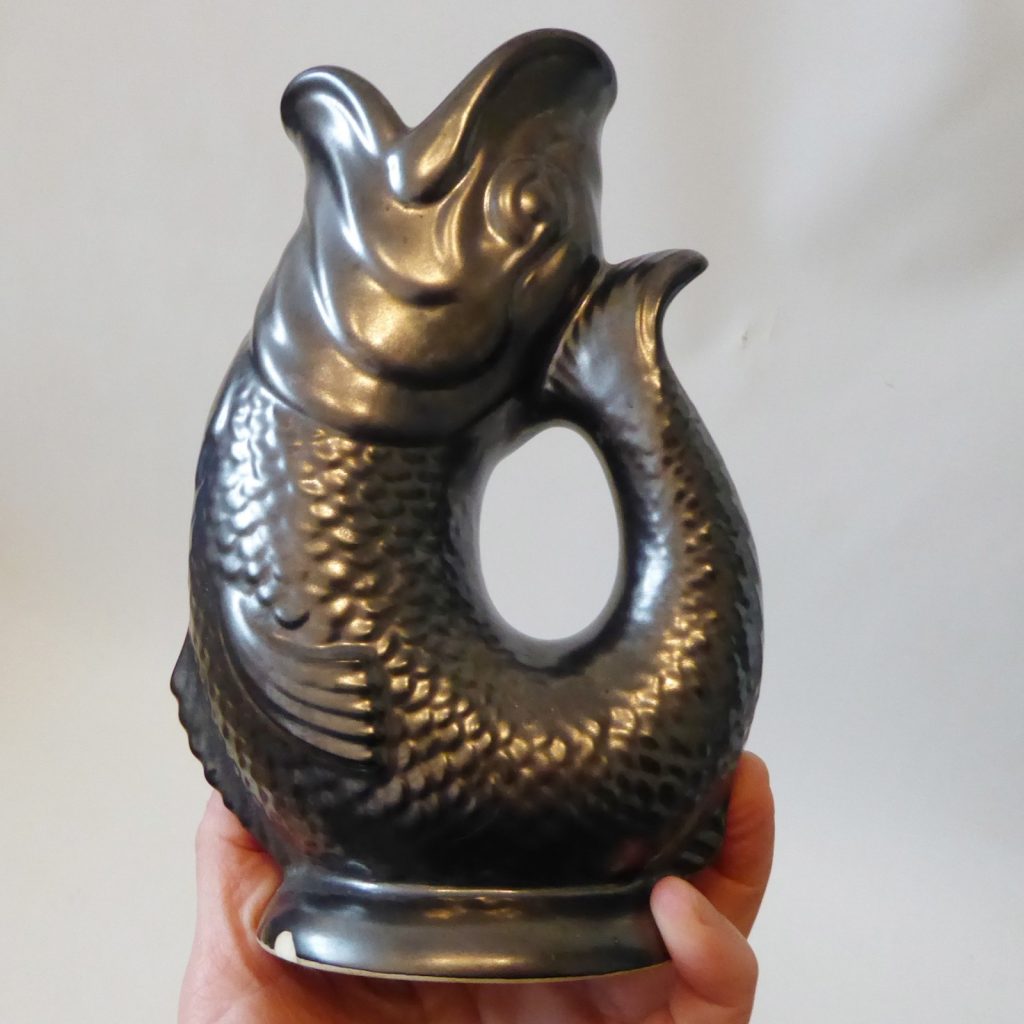 Dartmouth Pottery black gluggle fish jug. Vintage retro mid century ...