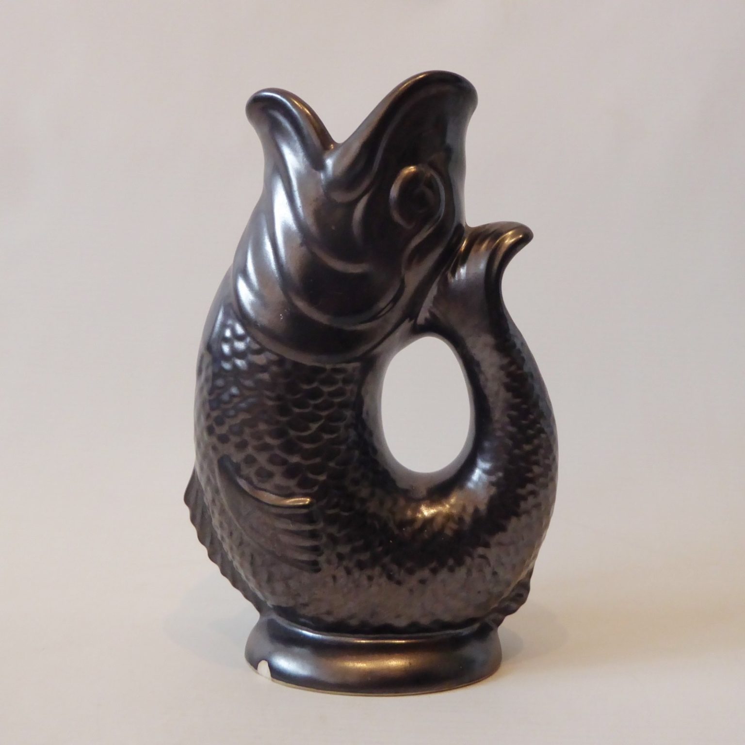 Dartmouth Pottery black gluggle fish jug. Vintage retro mid century ...